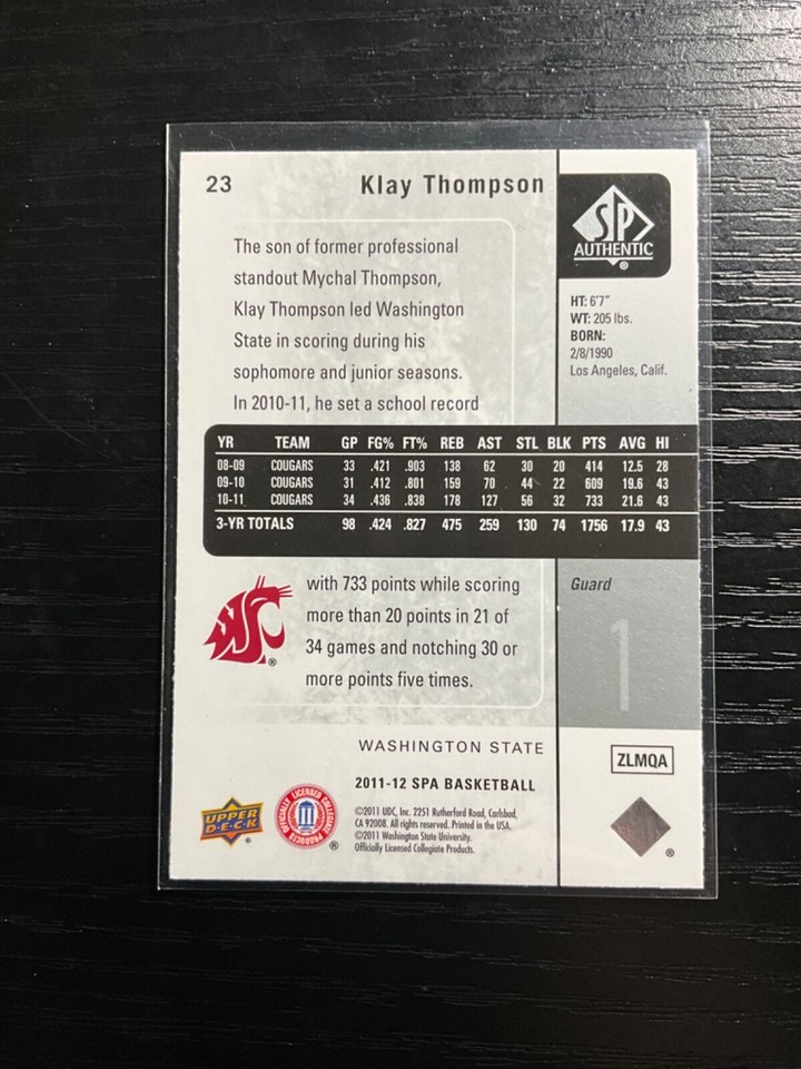 2011-12 SP Authentic Klay Thompson Rookie Card | eBay