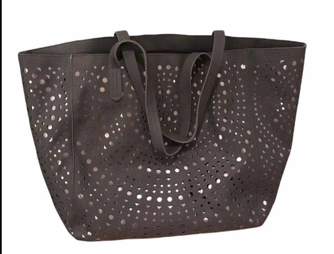 laser cut gray tote bag - Gem