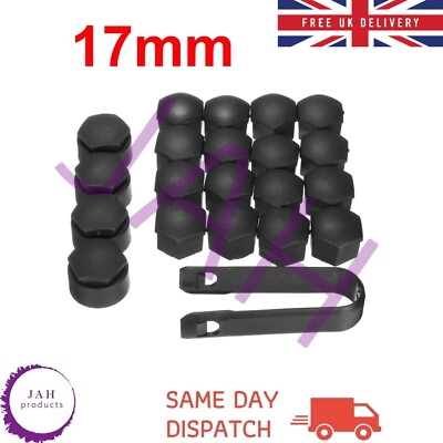 20x17mm MATT BLACK WHEEL NUT COVERS FIT AUDI A1 A2 A3 A4 A5 A6 A8 Q5 Q7 ...