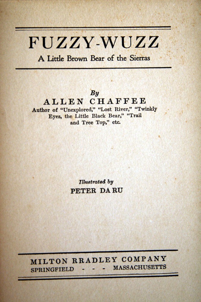 FUZZY WUZZ A Little Brown Bear of the Sierras ALLEN CHAFFEE 1922 Milton Bradley | eBay