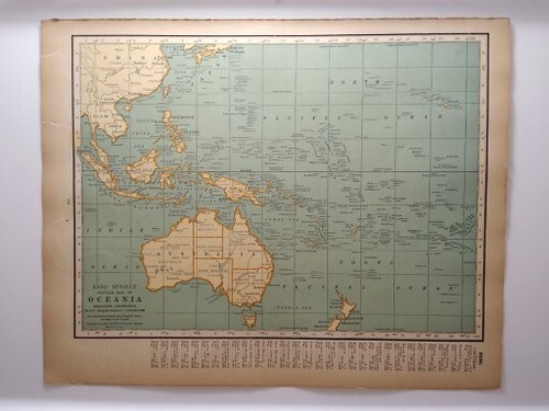1929 Vintage OCEANIA Atlas Map Original Antique Rand McNally Premium ...