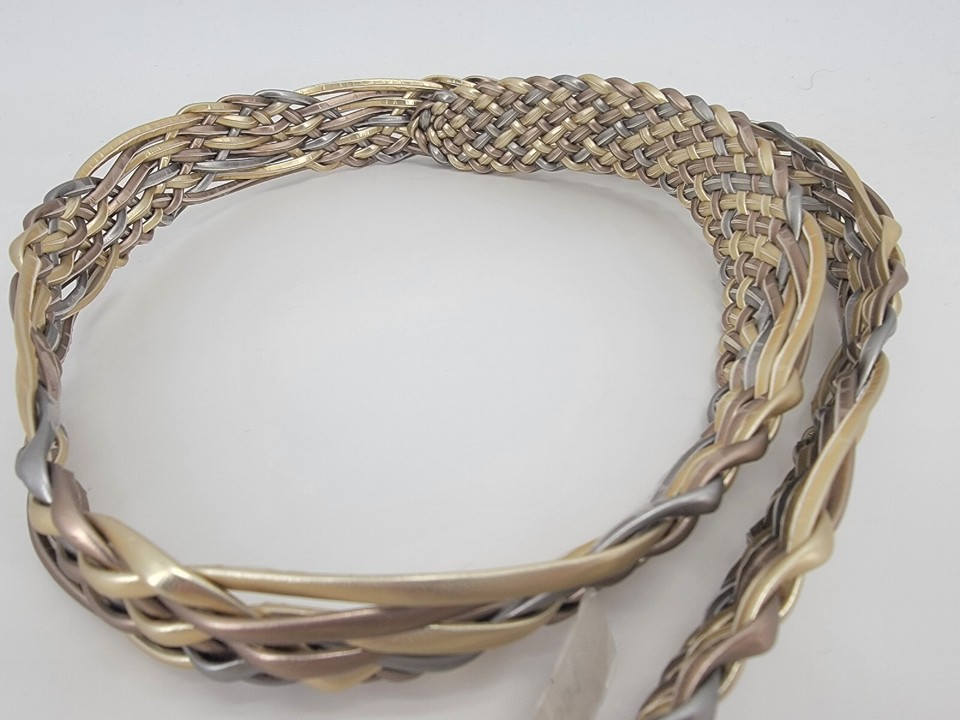 Womens White Stag Soft Gold Tone Silver Color Belt Faux Leather Size XL ...