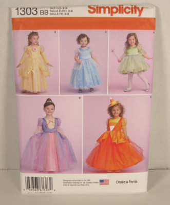 Simplicity 1303 Princess, Fairy or Witch Costumes Pattern Girls' 3-6 Uncut | eBay