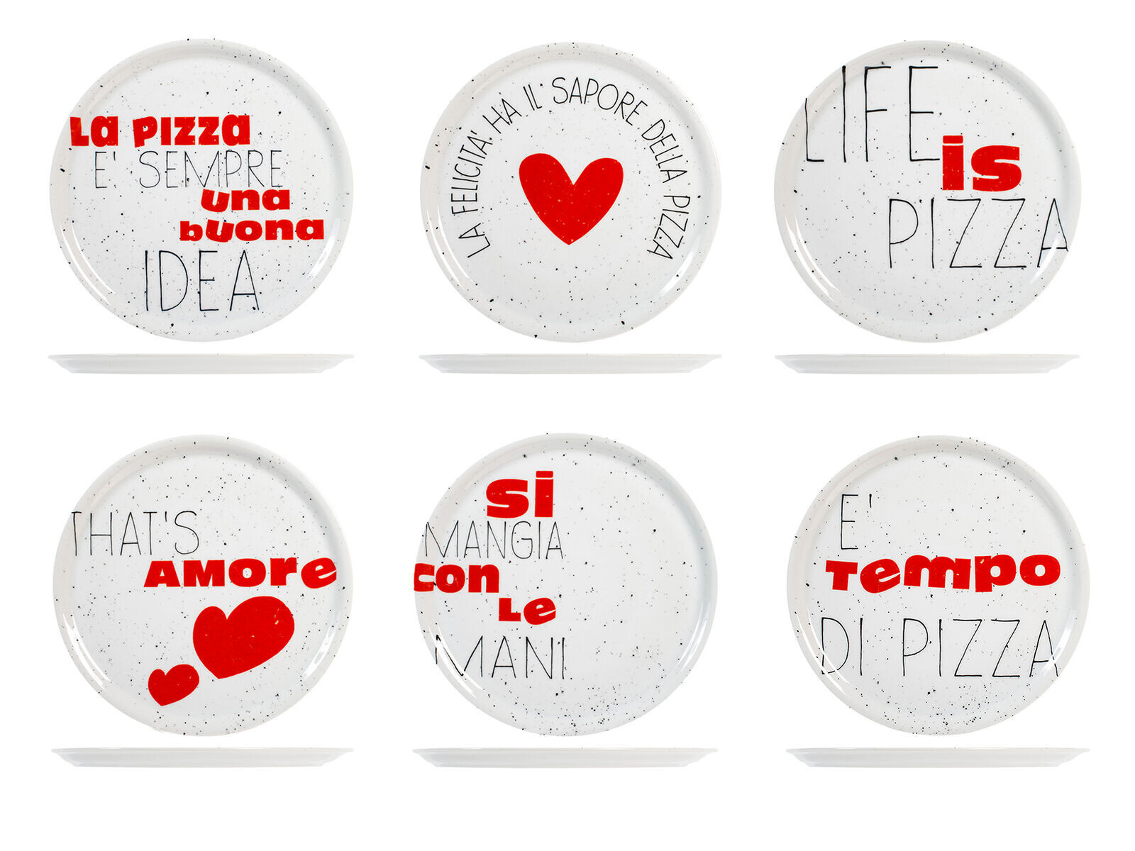 6X Porcelain Plate I Love Pizza, 33Cm, Multicolor | eBay