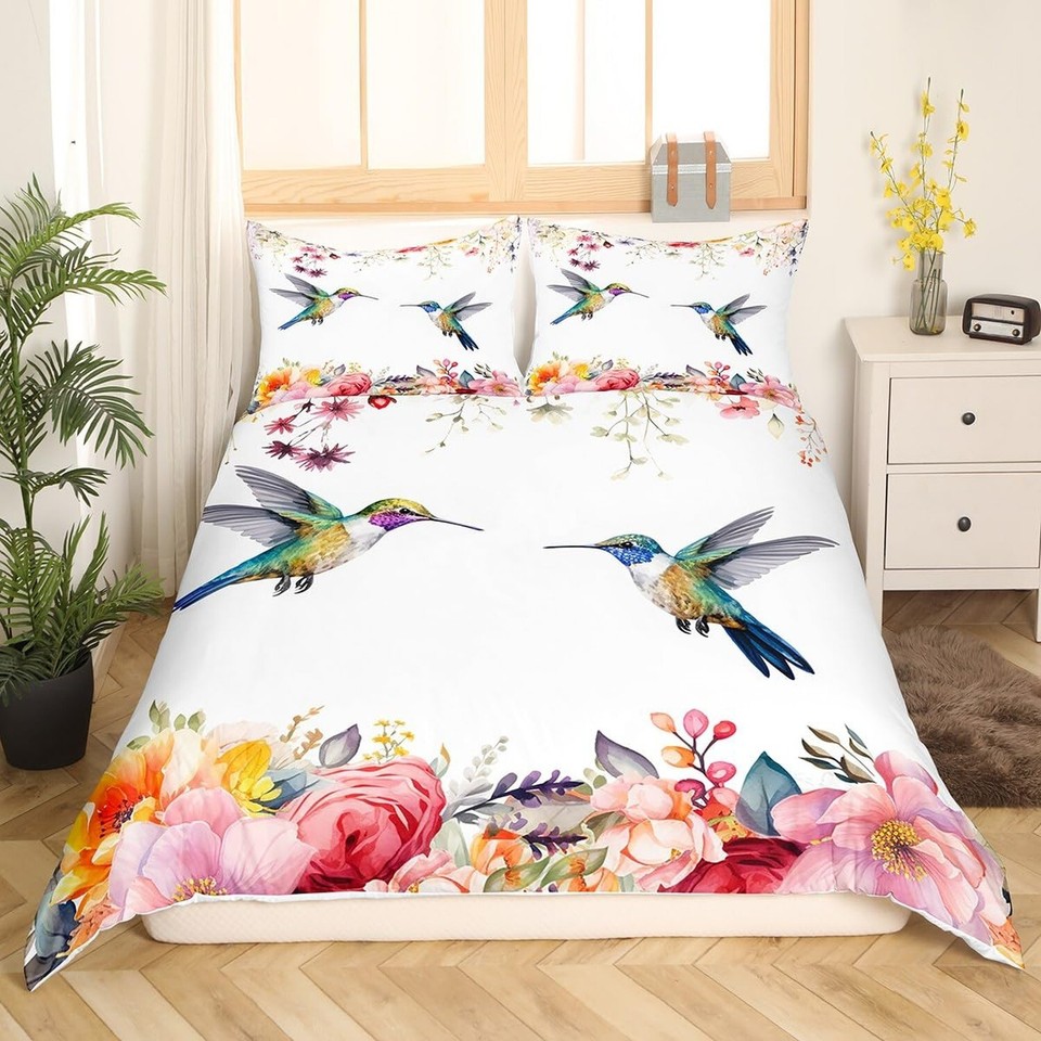 Hummingbird Bedding Set Full Size Tropical Birds Comforter Cover Set ...
