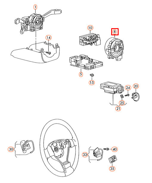 OEM VOLKSWAGEN PASSAT B6 GENUINE STEERING WHEEL SQUIB SLIP RING ...