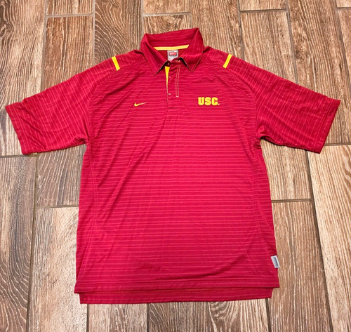 Nike USC Trojans Fit Dry Short Sleeve Dri Fit Polo Shirt Football Moss ...