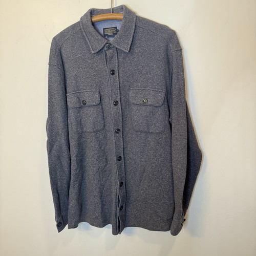 Pendleton Thomas Kay Grey Cotton Flap Button Shirt Men Large Board ...