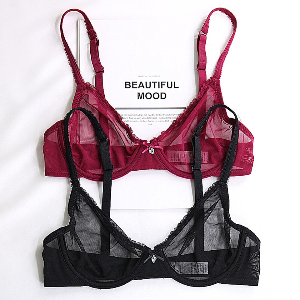 Simple Cute Womens Bras Sheer See Through Brassiere Romantic Sexy ...