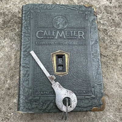 Antique Cale Meter “Zale” Coin Bank Book Calendar Savings Bank W/Key | eBay