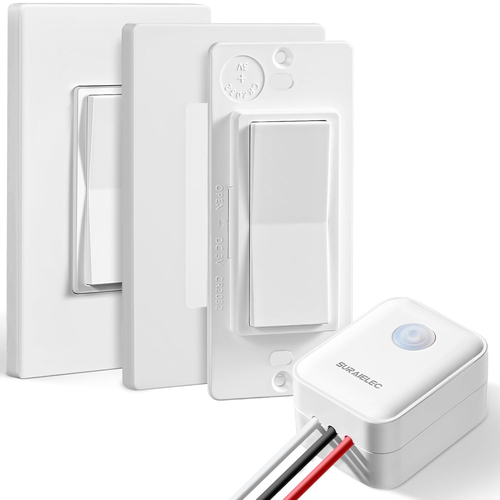 3 Way Wireless Light Switch and Receiver Kit, Decorator Rocker Wall ...