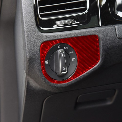 Red Carbon Fiber Headlight Switch Cover Trim for Volkswagen Golf 2014 ...