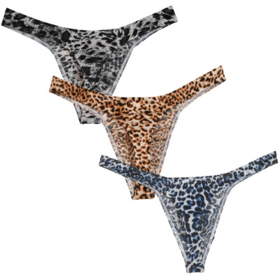 Men Leopard Bikini Thong Underwear Classics G-String Stretchy Jockstrap ...
