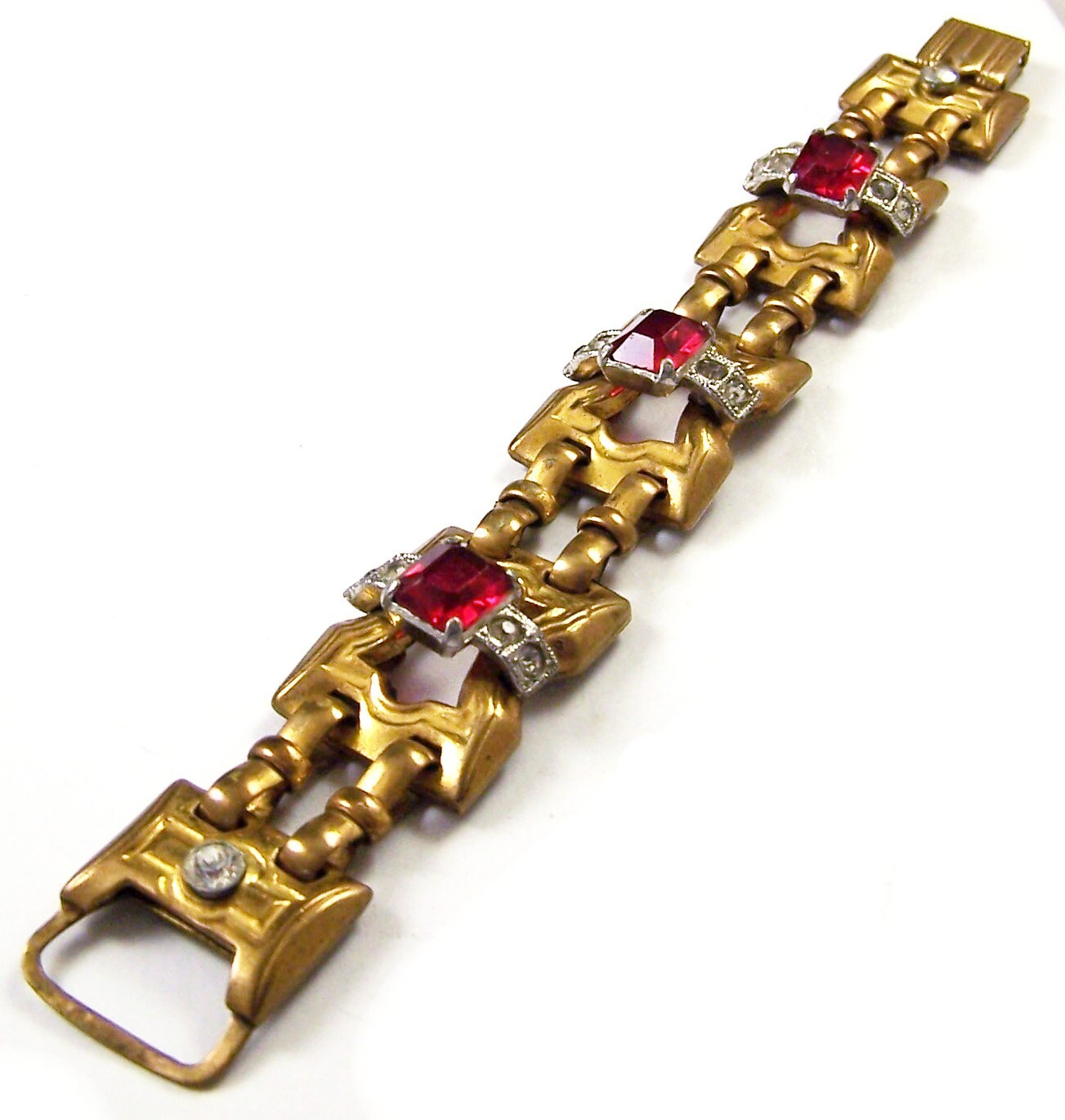 McCLELLAND BARCLAY Deco Ruby Red & Pave Crystal Necklace and Bracelet ...