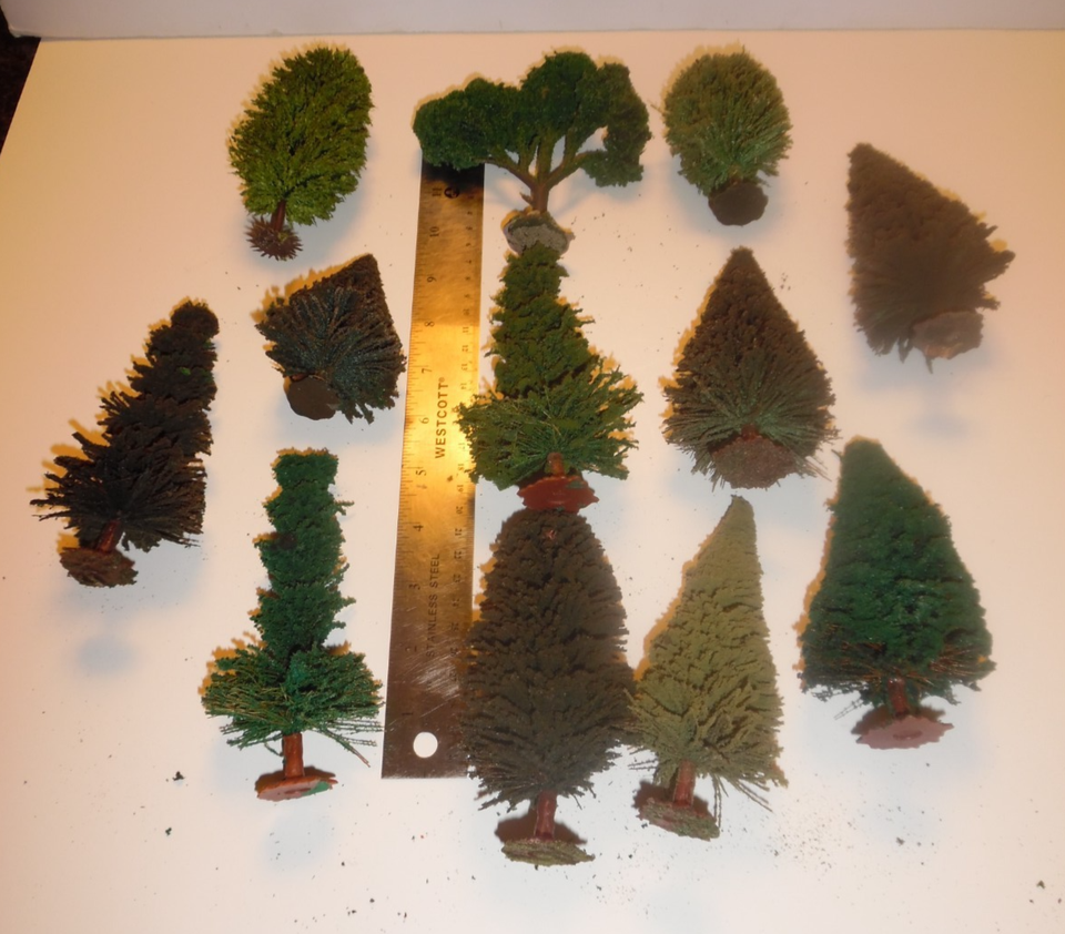 12 Trees for model scenery, O, HO Scale, Added more foam leaves, about ...