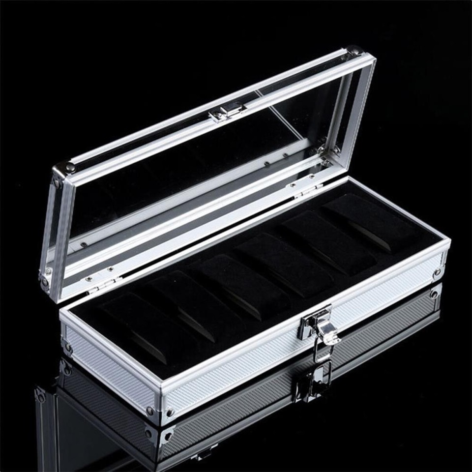 12 Slot Lockable Watch Case Storage Organizer Jewelry Box Watch Display ...