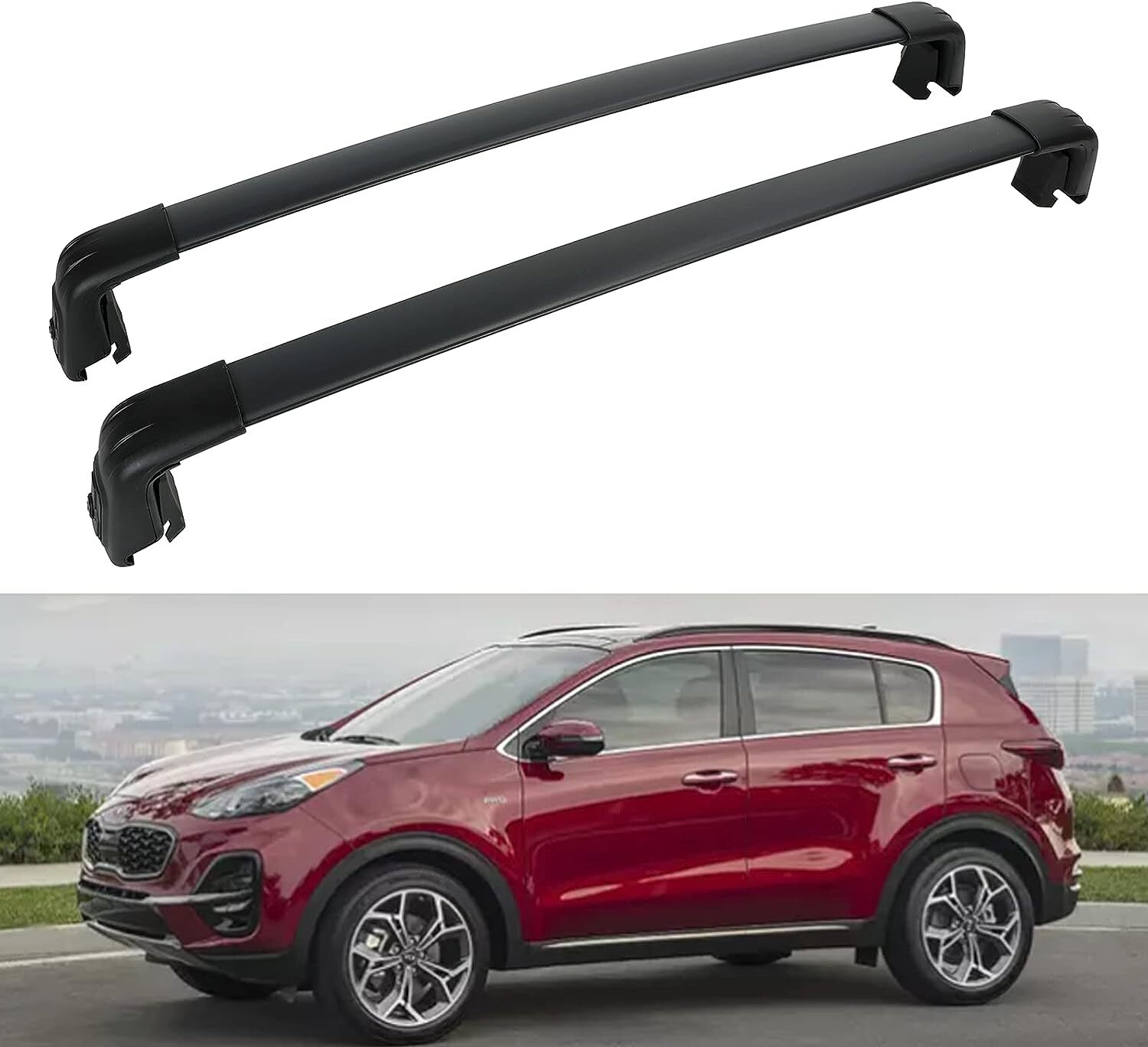 Roof Racks Cross Bars Luggage Carrier Black for 2016-2021 Kia Sportage ...