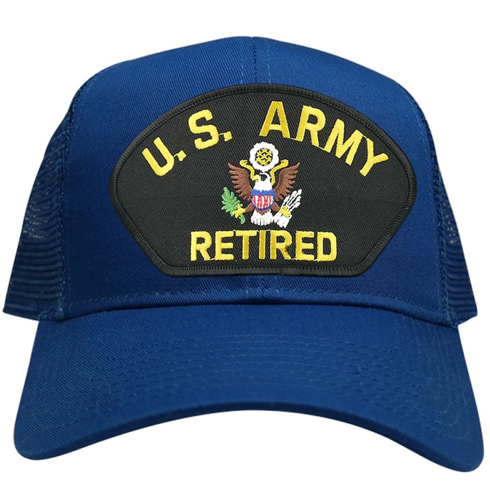 US ARMY Retired Large Embroidered Iron on Patch Adjustable Mesh Trucker ...