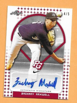 ZACH ZACHARY MAXWELL AUTO #4/5 2018 LEAF PERFECT GAME RED AUTOGRAPH ...
