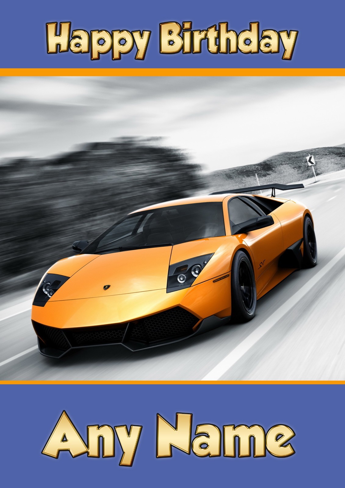 Personalised Lamborghini Car Birthday Card Boy Son Husband Nephew ...