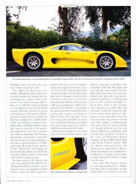 2003 Mosler MT900 Photon Original Car Review Report Print Article K15 ...