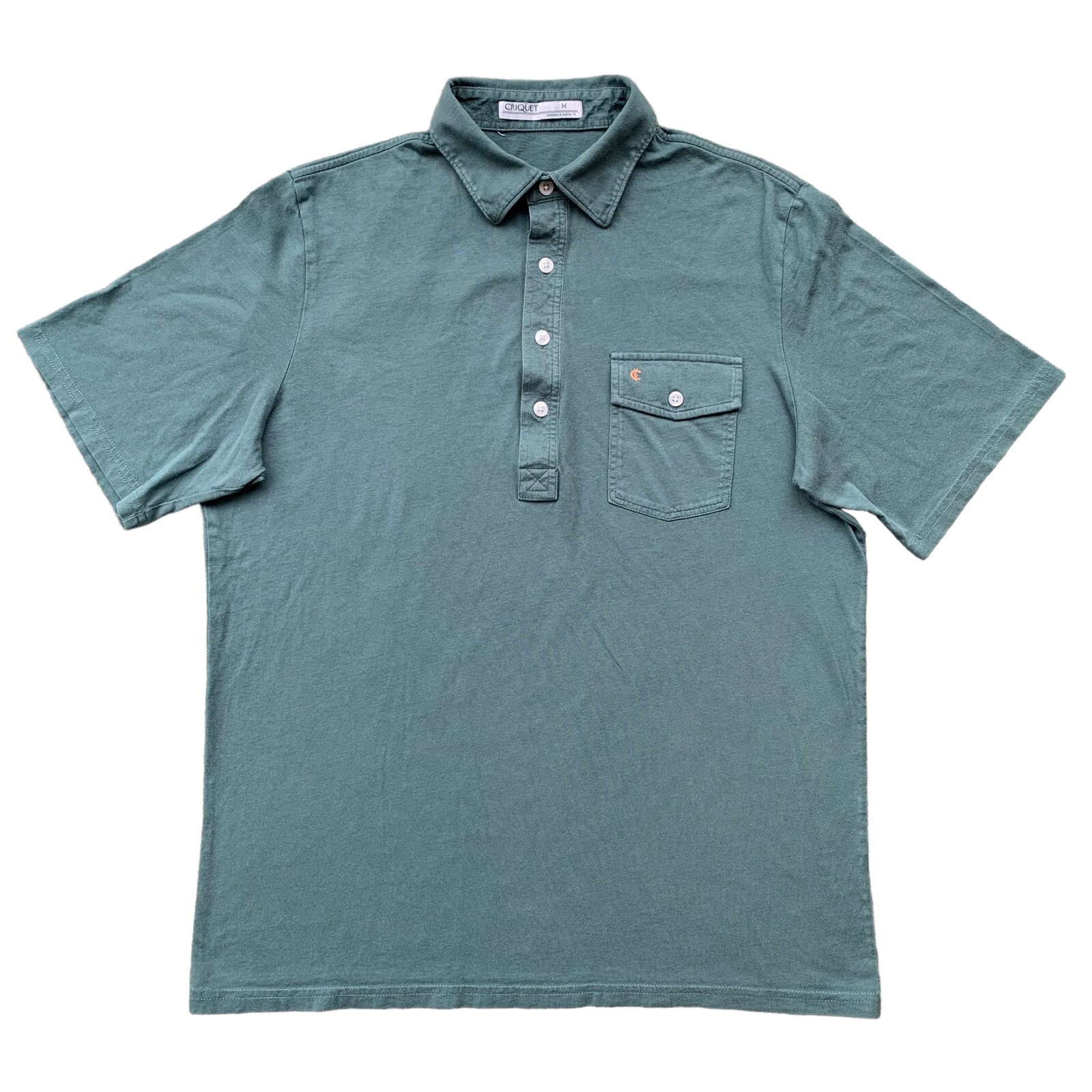 Criquet Blue Collared Short sleeve Chest Pocket 1/4 Button Polo Shirt ...