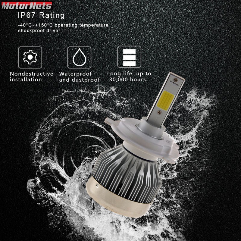 Pair H1 6000K COB Led Headlight Headlamp Conversion Kit HighLow Beam ...