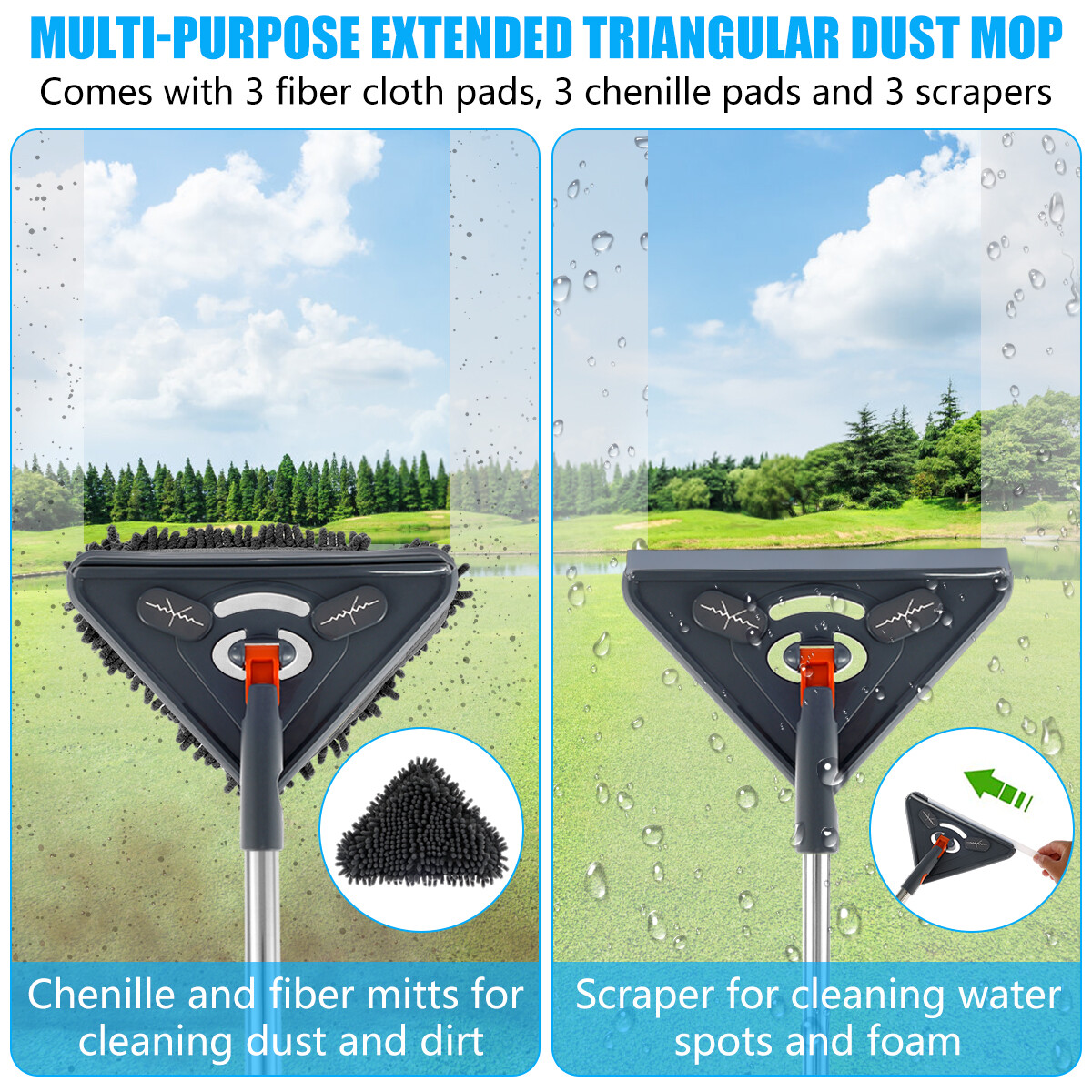 Multi functional 360 Degree Rotatable Adjustable Triangle Lazy Cleaning ...