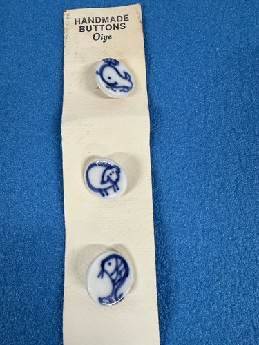 Vtg Oiye Hand-Made Porcelain Buttons Glazed NOS painted ceramic animals ...