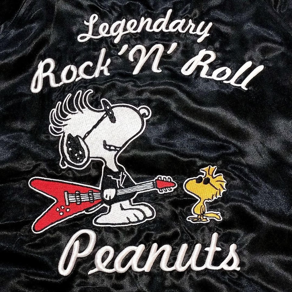 Peanuts Snoopy Rock and Roll Embroidery Sukajan M Black PEANUTS | eBay UK