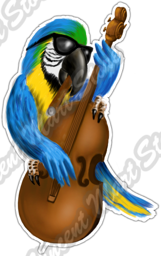 Bass Parrot Music Instrument Bird Macaw Car Bumper Vinyl Sticker Decal ...