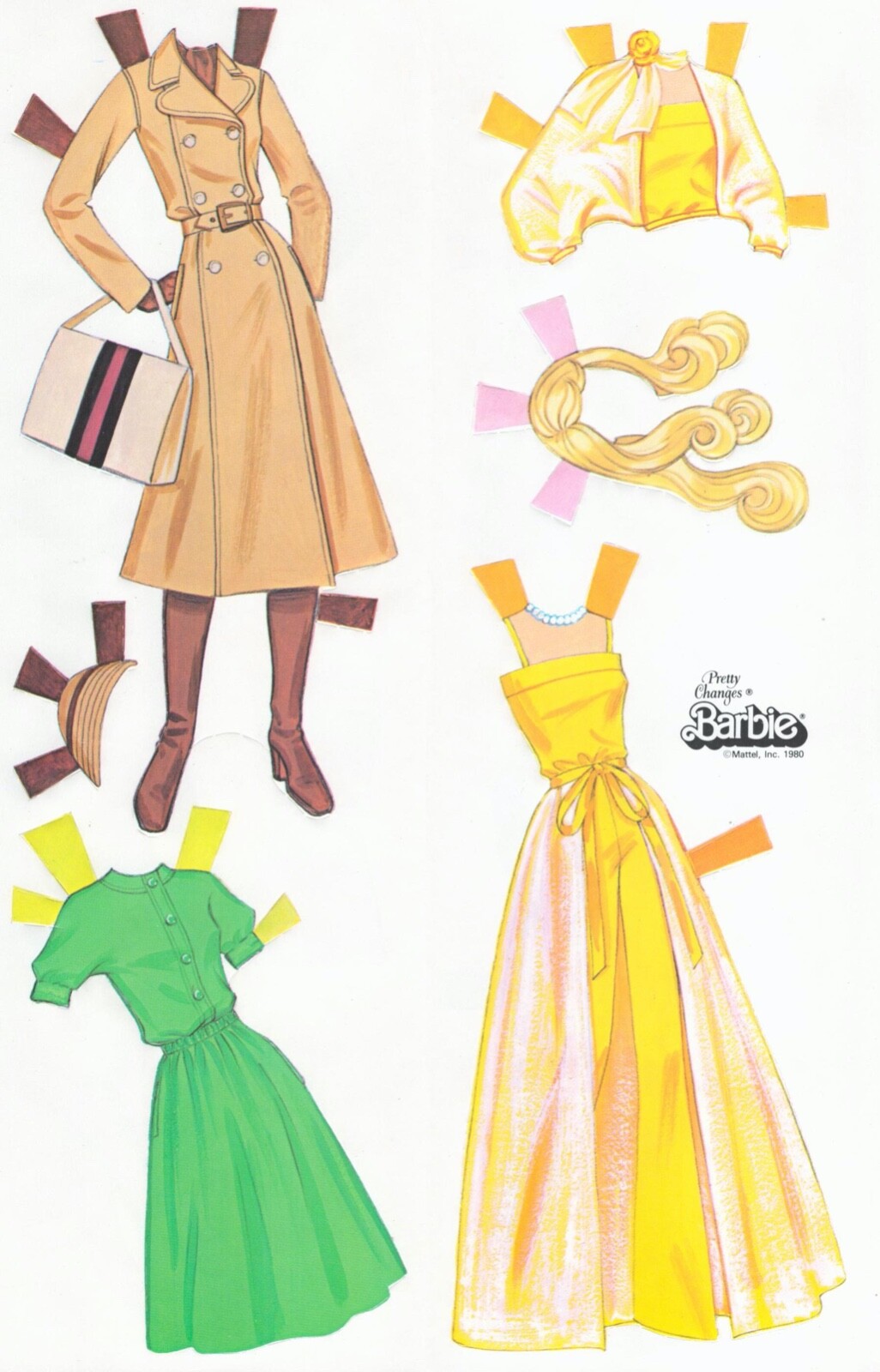 VINTAGE BARBIE PRETTY CHANGES PAPER DOLL MOD UNCUT ORG SZ LASER ...