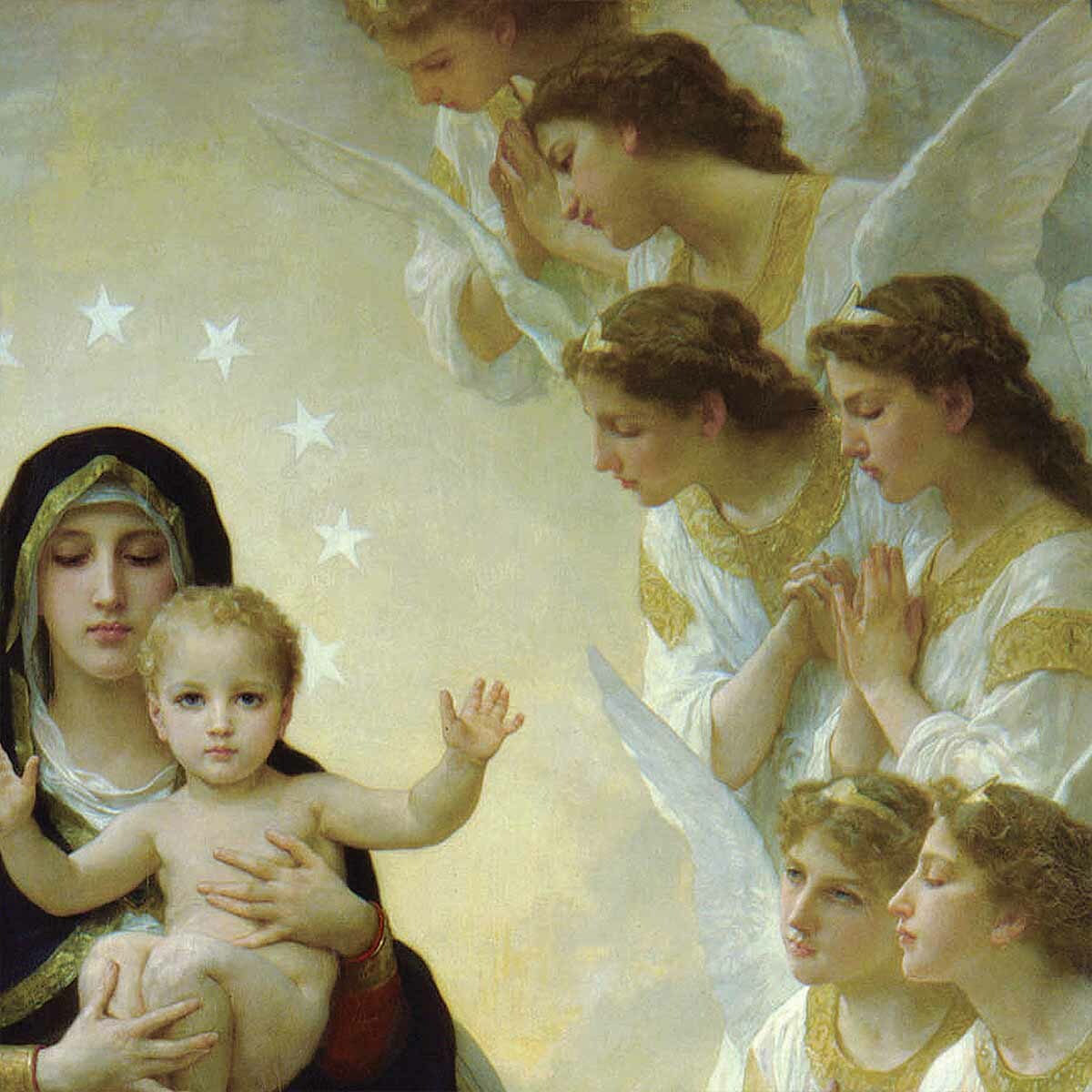 25Wx40H" REGINA ANGELORUM by WILLIAM-ADOLPHE BOUGUEREAU ANGELS CHOICES ...
