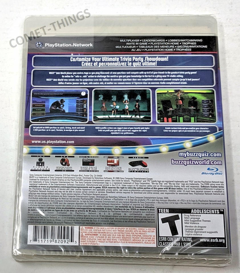 BRAND NEW Buzz ! Quiz World PS3 New Playstation 3 GAME ONLY ...