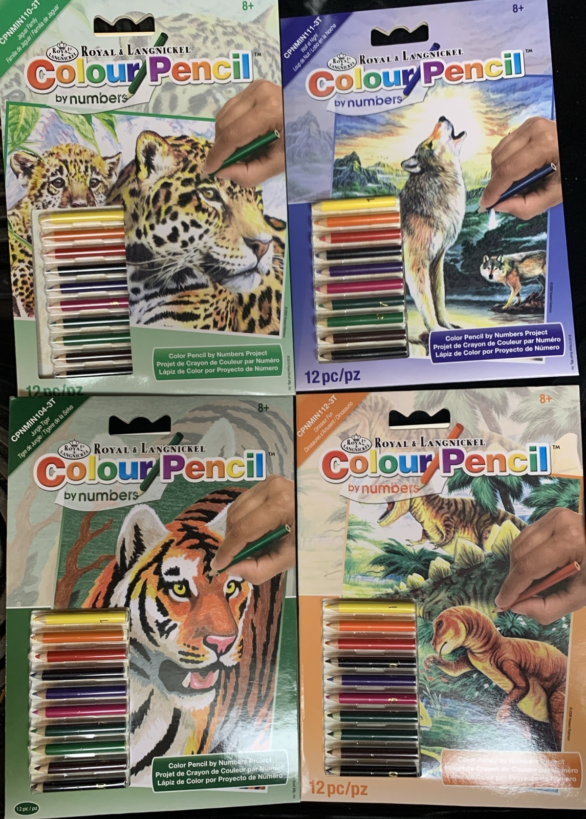 LOT OF 4 ROYAL & LANGNICKEL COLOUR PENCIL BY NUMBERS SETS NEW, UNUSED ...