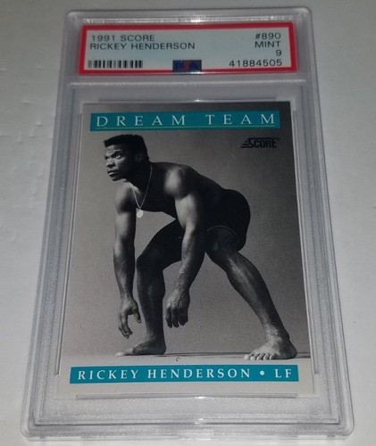 1991 Score #890 Rickey Henderson Dream Team Card Graded PSA 9 Mint Pop ...