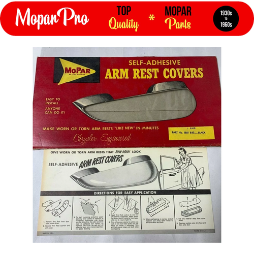 1949 Original NOS Mopar Self Adhesive Arm Rest Covers White & Black ...
