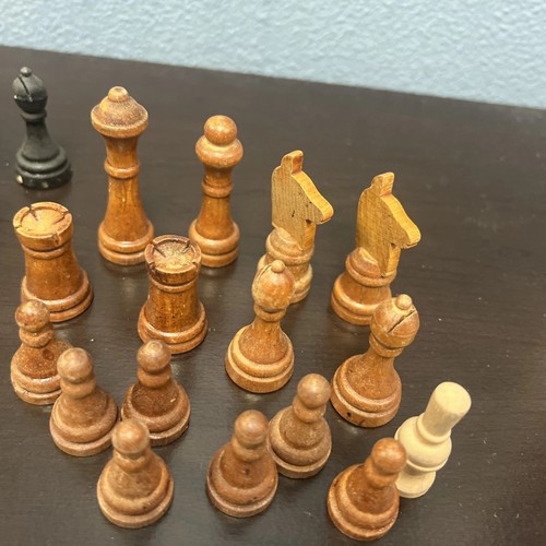 Vintage 34 Wooden Chess Pieces Set Unbranded Wood Bases Used | eBay