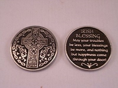 Irish Blessing POCKET TOKEN COIN Keepsake METAL SOLID Celtic Cross St ...