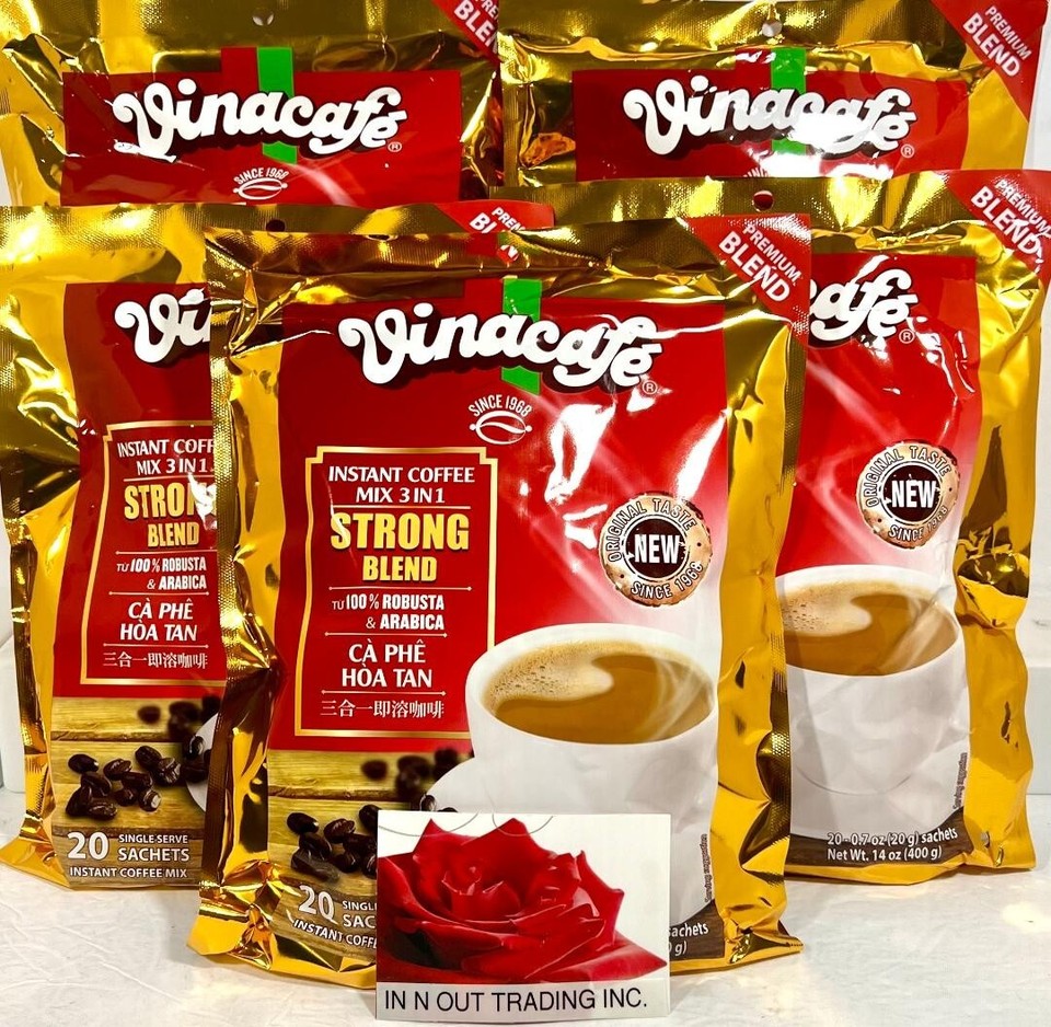 Vinacafe 3-In-1 Strong Blend Instant Coffee 20 Sachets x 20g (Pack of 5 ...