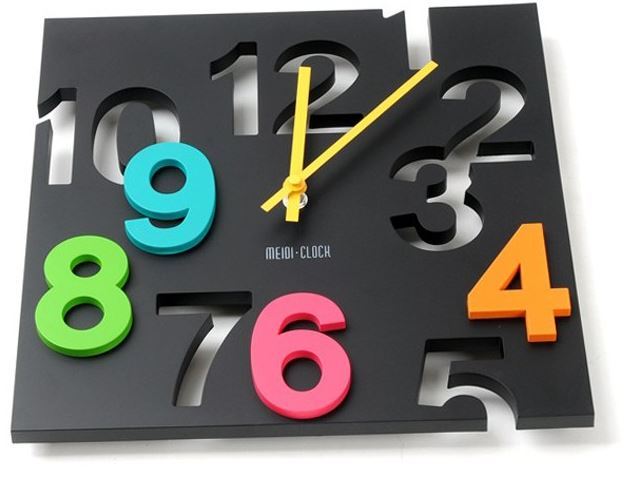 Colorful Modern Contemporary Wall Desk Clock with Hollowed-Out Numbers ...