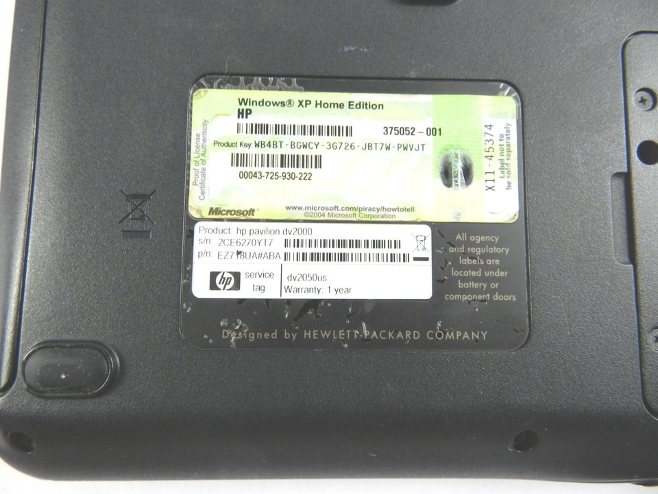 HP Pavilon DV2000 Windows XP Home Edition 14" Windows Vista Home Laptop ...