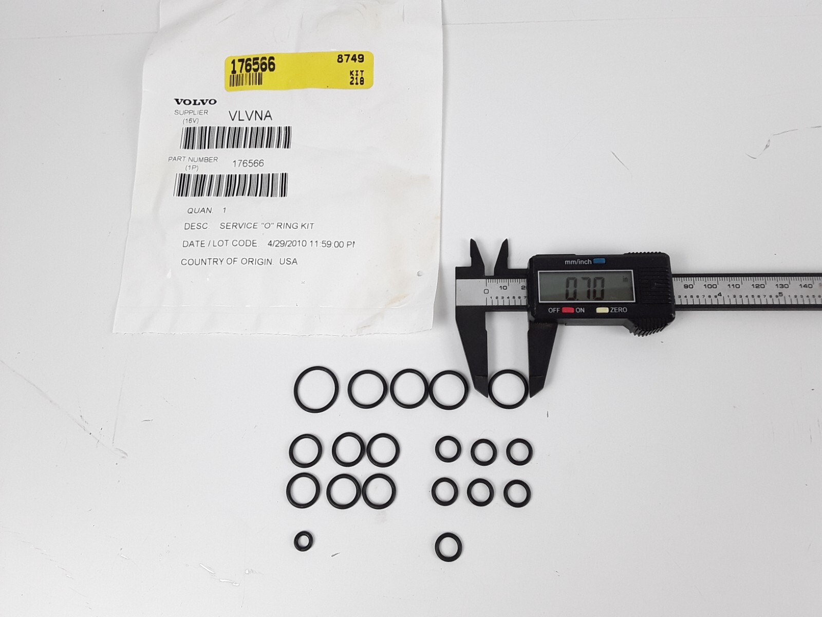 Volvo 176566 O-RING ASSORTMENT KIT 2799202 525674 ABP N83 312125 RDH ...