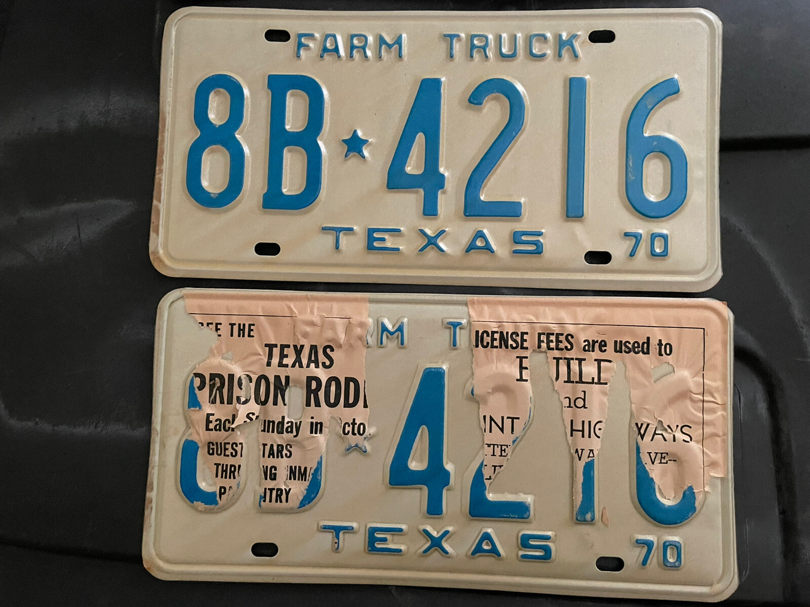 1970 TEXAS FARM TRUCK LICENSE PLATES 8B 4216 | eBay