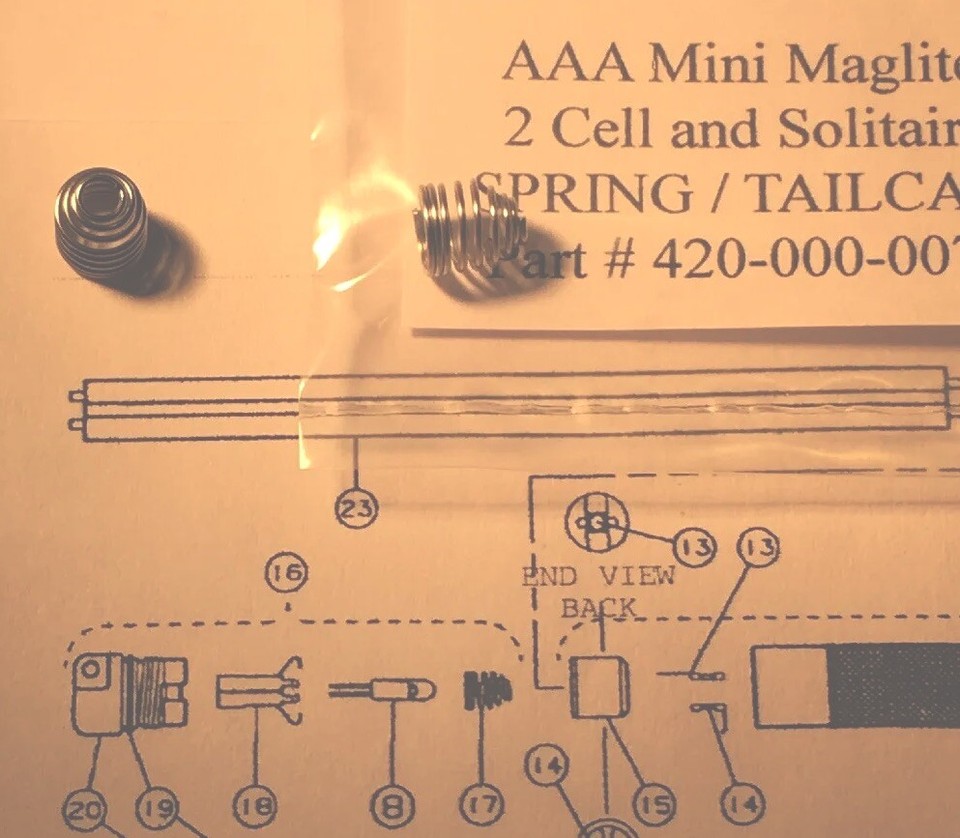 "AAA" Mini Maglite 2 Cell and Solitaire Replacement Contact Ground and ...
