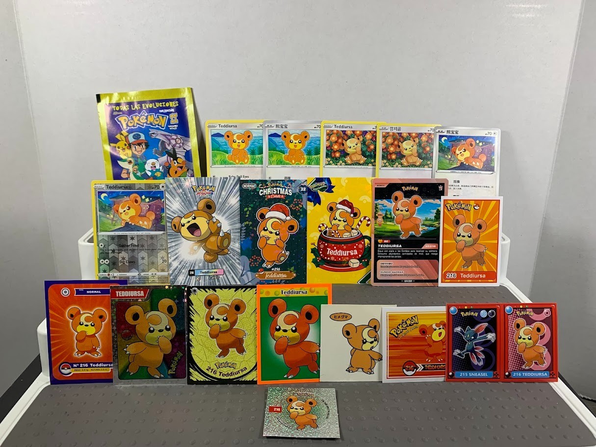 Pokémon Lot of 20 Cards and Stickers Teddiursa #216 Teddiursa Only ...