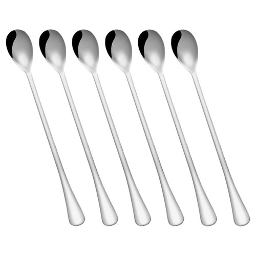 6 Pcs Long Handle Mixing Spoon Dessert Spoons Desert Stainless Steel | eBay