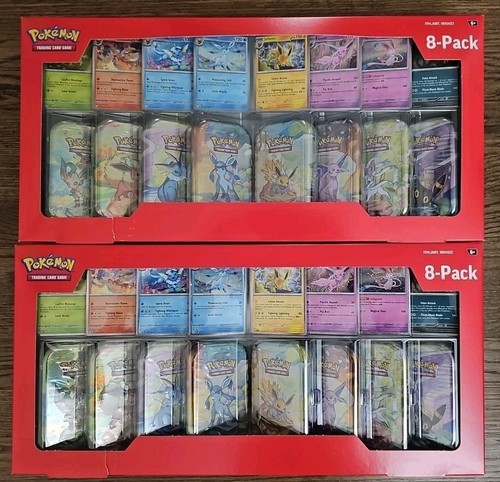 Pokemon Prismatic Evolutions 8 Mini-Tins with Promo Cards Costco 2-pack ...