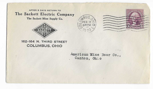 1933 The Sackett Electric Company - Columbus, Ohio Canceled Cover | eBay