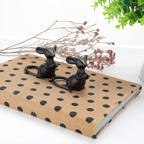OwnMy 2 Cast Iron Cute Mouse Figurine Sculpture Black Mice Statues ...